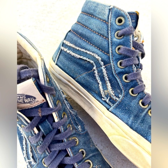 Vans | Shoes | Rare Sk8 Hi Distressed Denim Vans | Poshmark